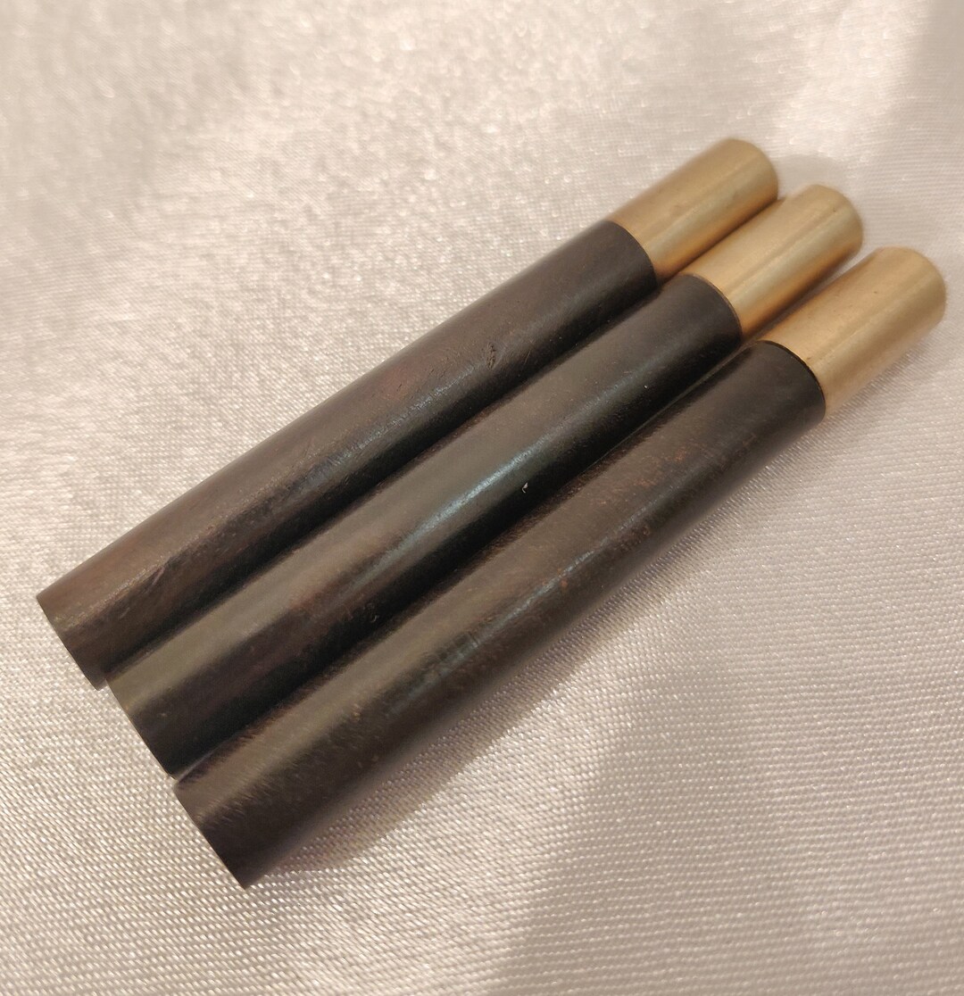 3 Pk Ebony and Brass One Hitter Pipes - 3" Smoking Bats for Dugout ...