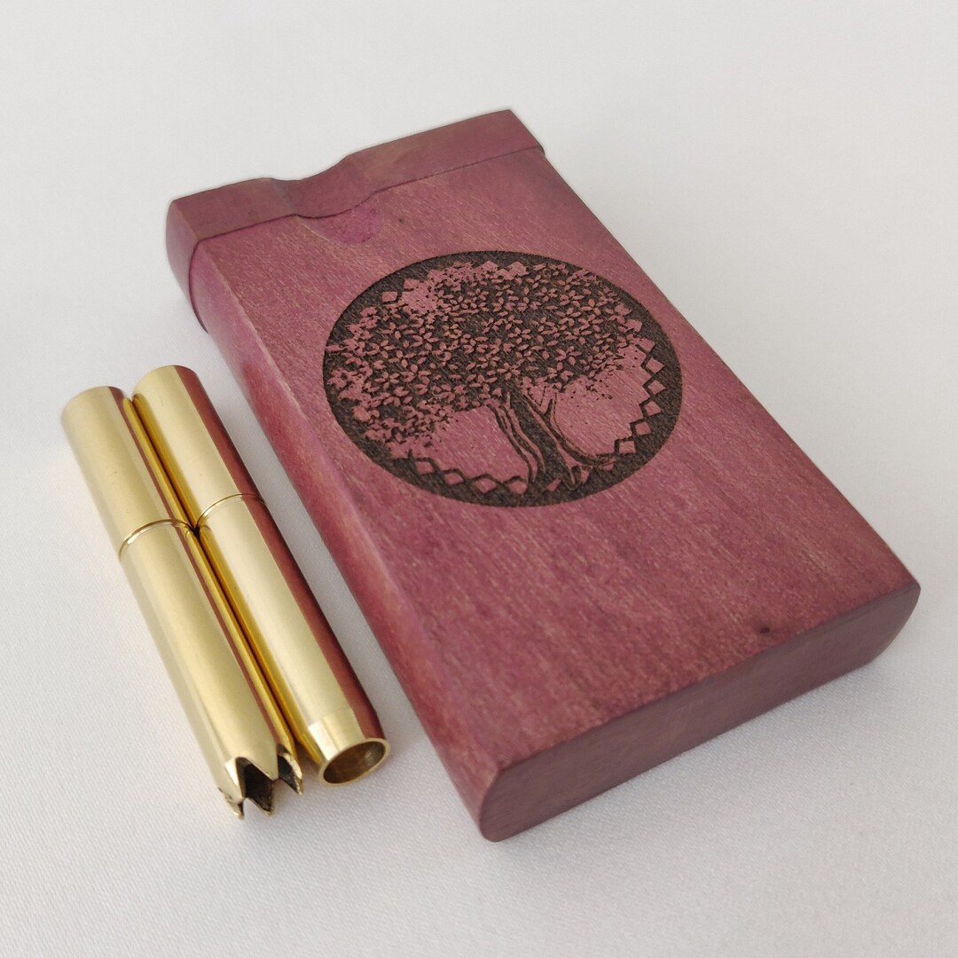 Purpleheart Cherry Tree Dugout Stash Box, 2 Brass One Hitter Bat(s) +8 ...