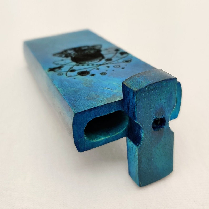 Astronaut Blue Mango Wood Dugout Stash Box Brass Bat W/ Ebony - Etsy