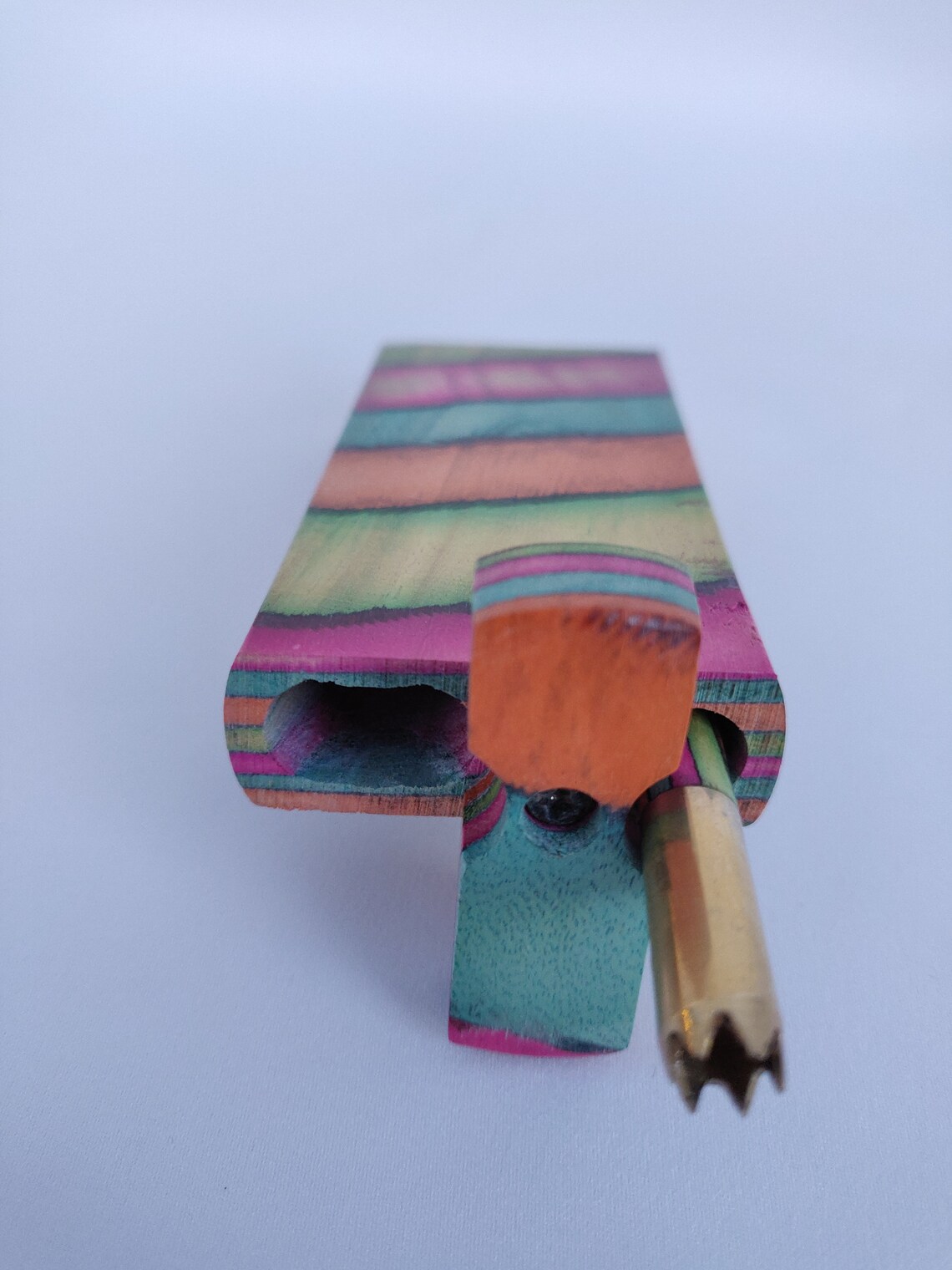 Rainbow Wood Dugout Stash Box, Grinder One Hitter Bat W/ Dyed Wooden ...