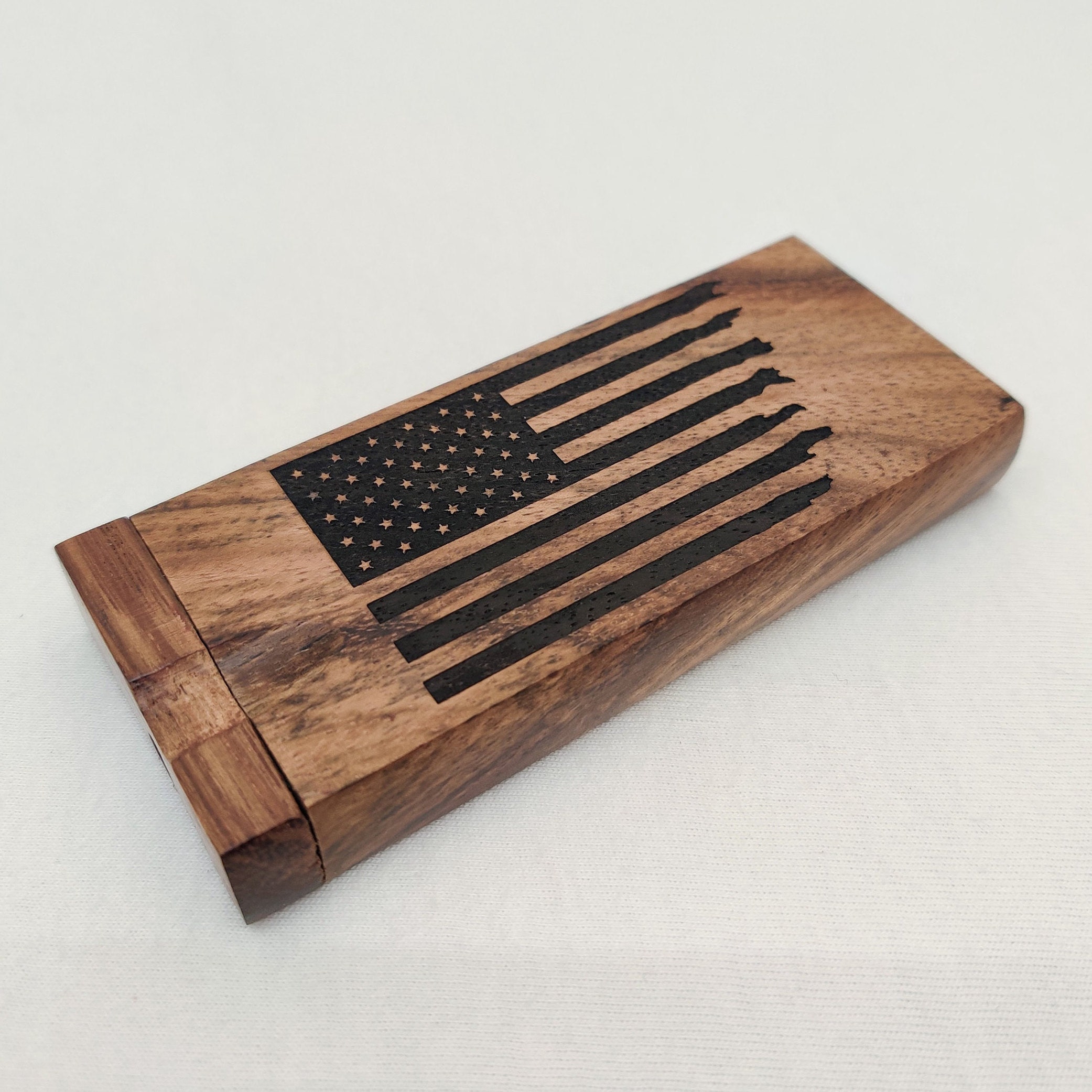 USA Flag Cannonball Wood One Hitter Dugout Stash Box Brass | Etsy