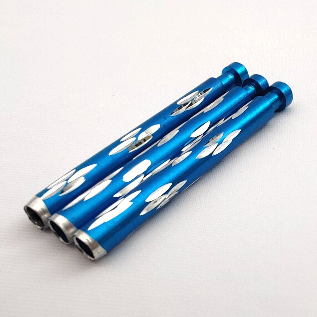 3PK Push to Clean Light Blue and Silver One Hitter Pipes Self Clean One ...