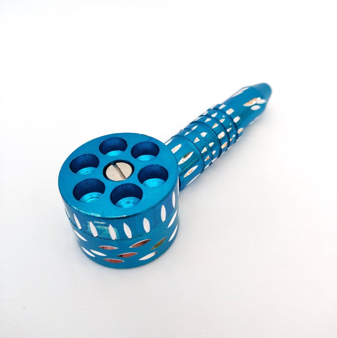 Light Blue Revolver Multi Bowl Smoking Pipe - Spin Top Metal Pipe - 6 ...
