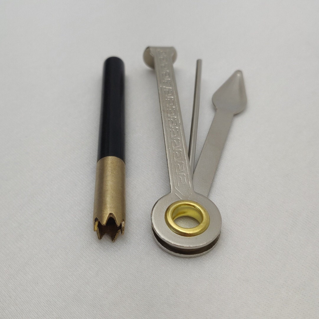 3" Ebony One Hitter Brass Pipe + Cleaning Tool +4 Brass Screens, Wood ...