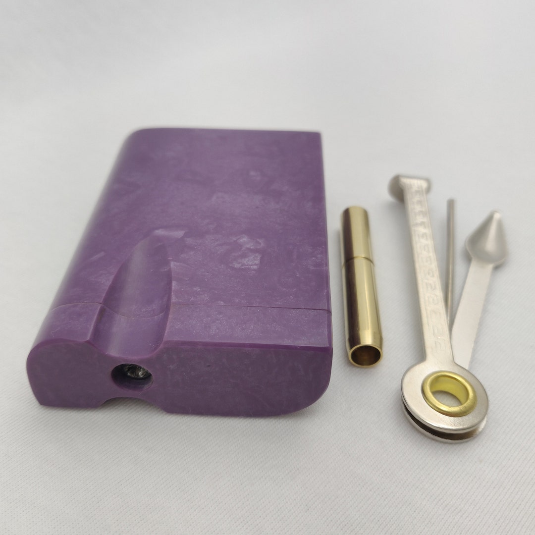 Acrylic Purple One Hitter Dugout Stash Box, Magnetic Lid, Brass Bat +10 ...