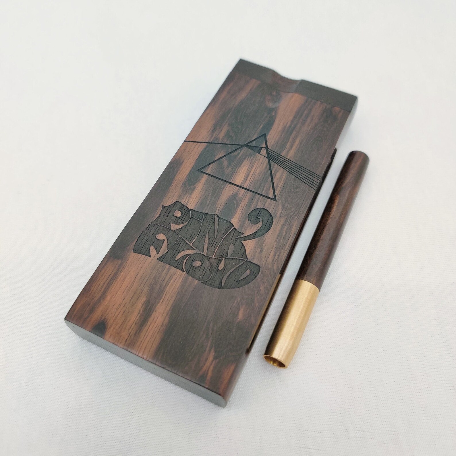 Ebony Pink Floyd One Hitter Dugout Stash Box, Brass Bat W/ Ebony Wood ...