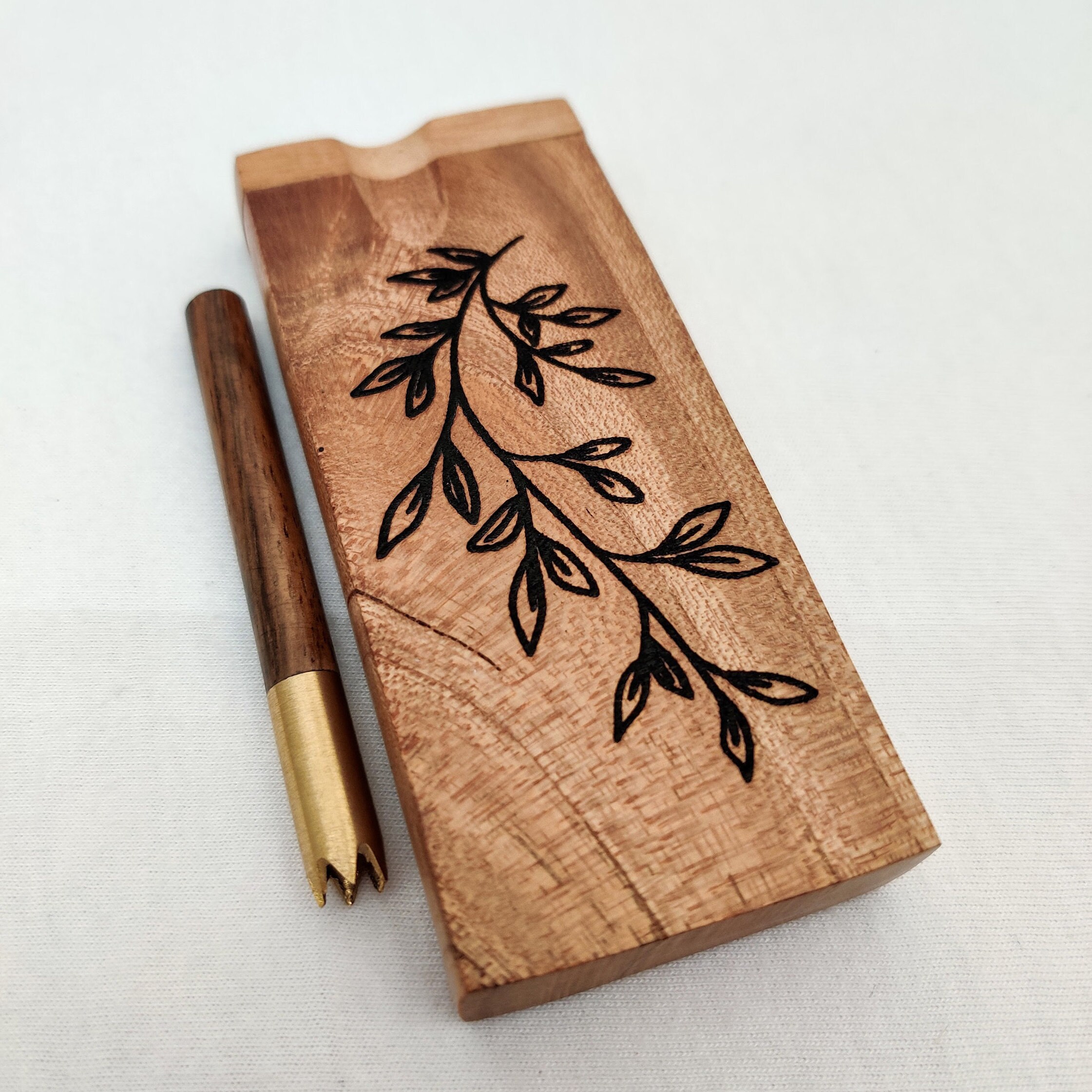 Teak Wood Branch One Hitter Dugout Stash Box Brass Bat W/ - Etsy