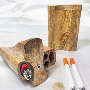 Mango Wood Dugout Smoke Box, 2 One Hitter Bats, Slot for Mini Lighter ...