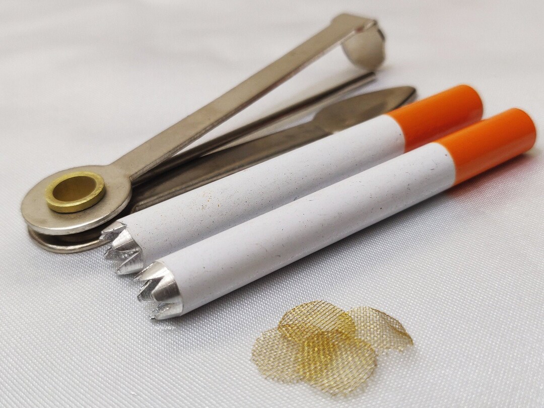 2 Pk Grinder One Hitter Pipes, 1 Cleaning Tool, 4 Pure 100% Brass ...