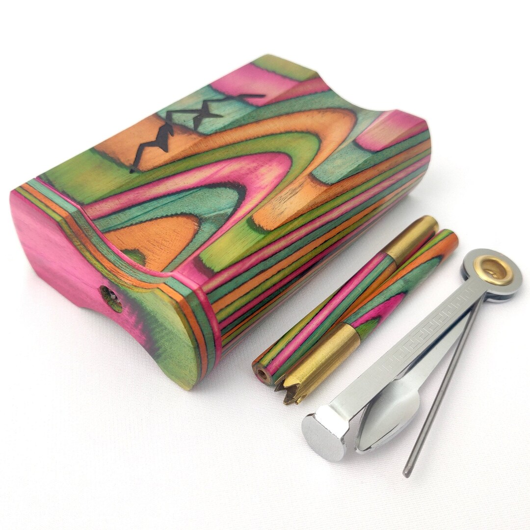 Mountain Range Large Rainbow Dugout Stash Box (4in) W/ 2 Brass One ...