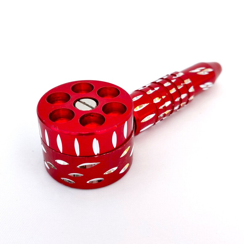 6 Bowl Red Smoking Pipe Set With Metal Grinder Dust Catcher - Etsy
