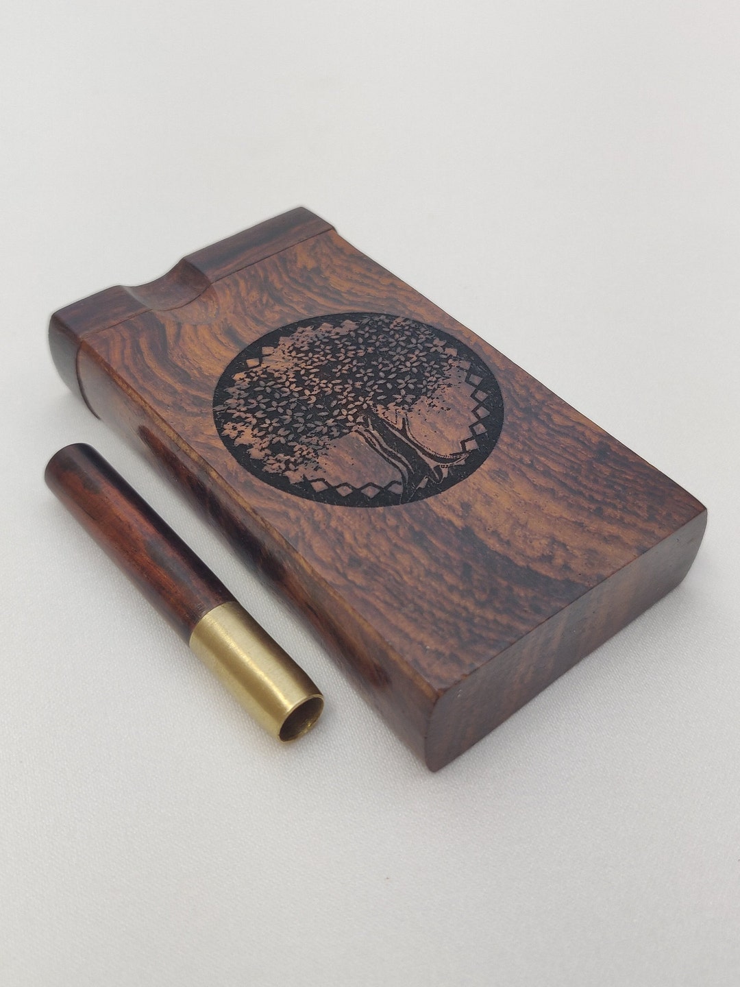 Sisso Tree of Life Dugout Stash Box With a Brass and Sisso Wood One ...