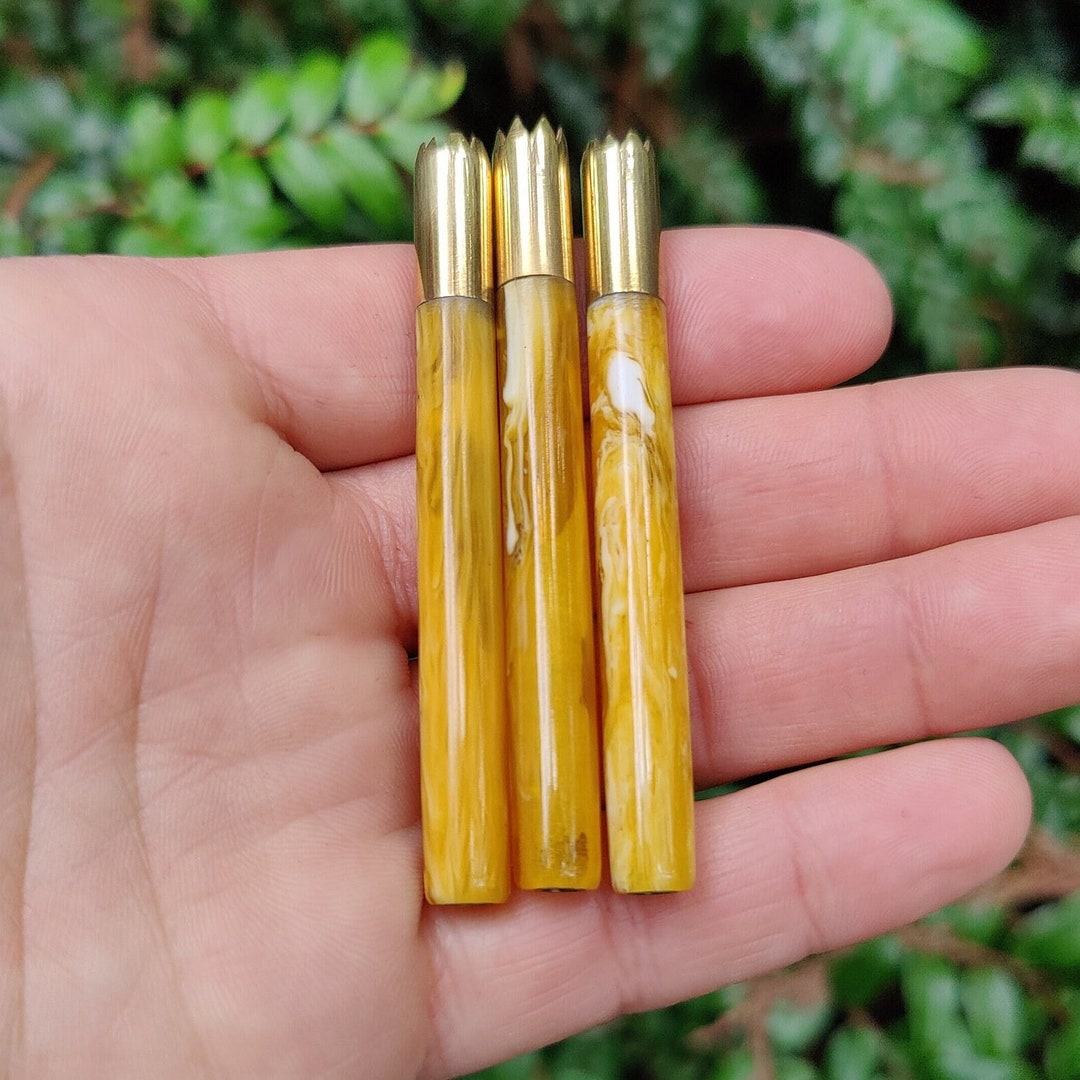 3" Acrylic Yellow / White With Brass One Hitter Bats - Smoking Pipes ...