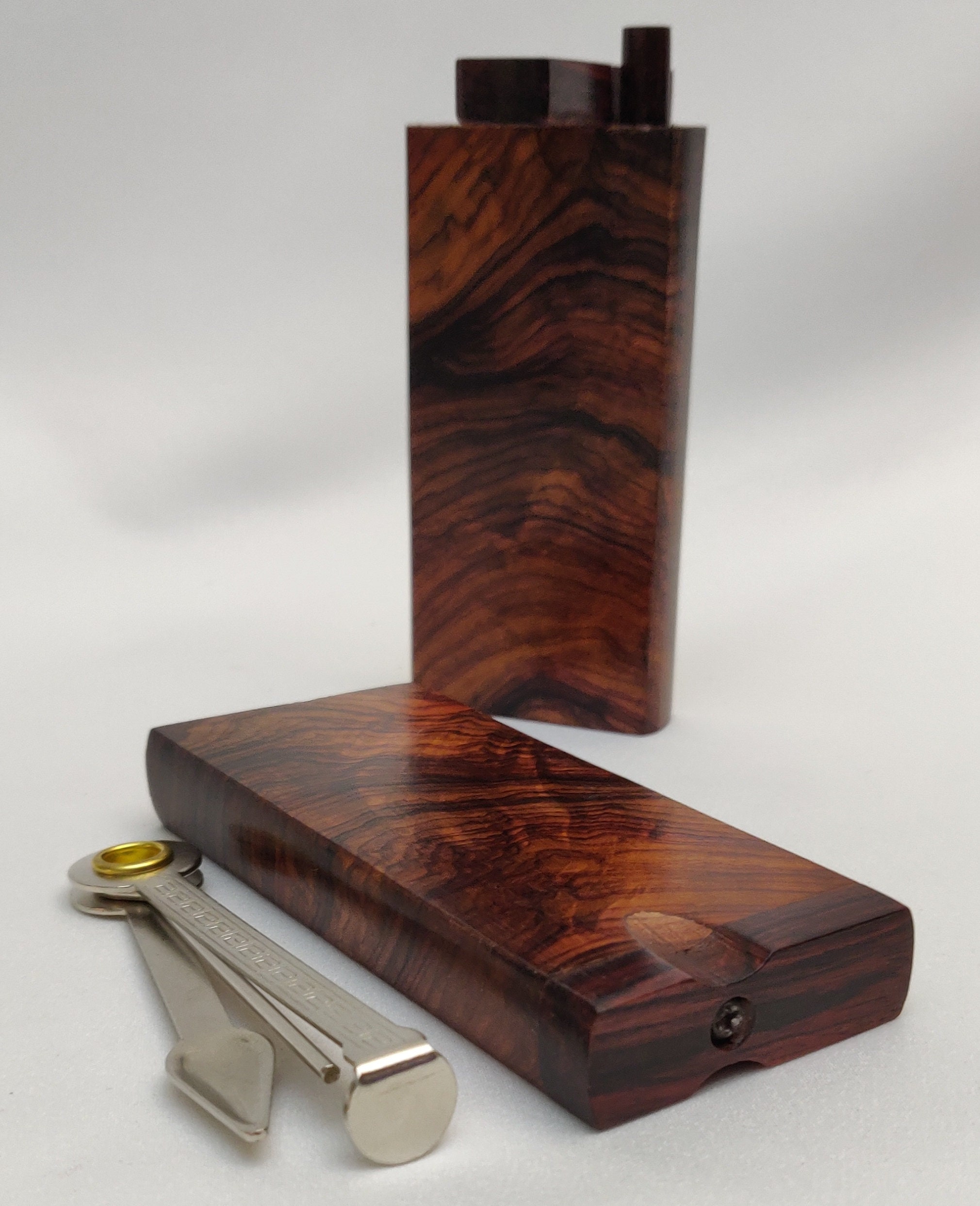 Rosewood 4" Dugout Stash Box, 3" Brass One Hitter Bats W/ Rosewood ...