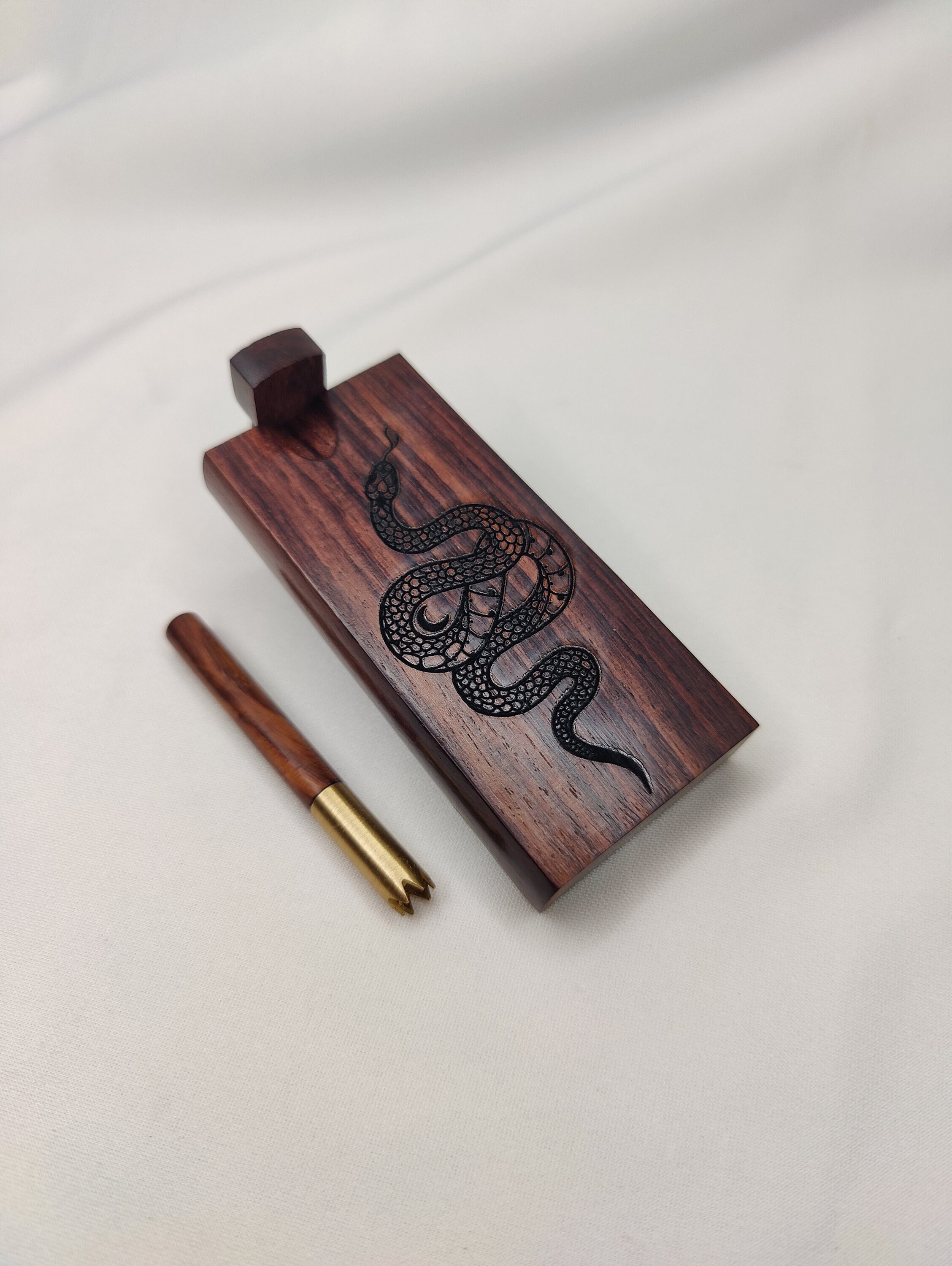 Sisso Snake One Hitter Dugout Stash Box, Brass Bat W/ Sisso Wood ...
