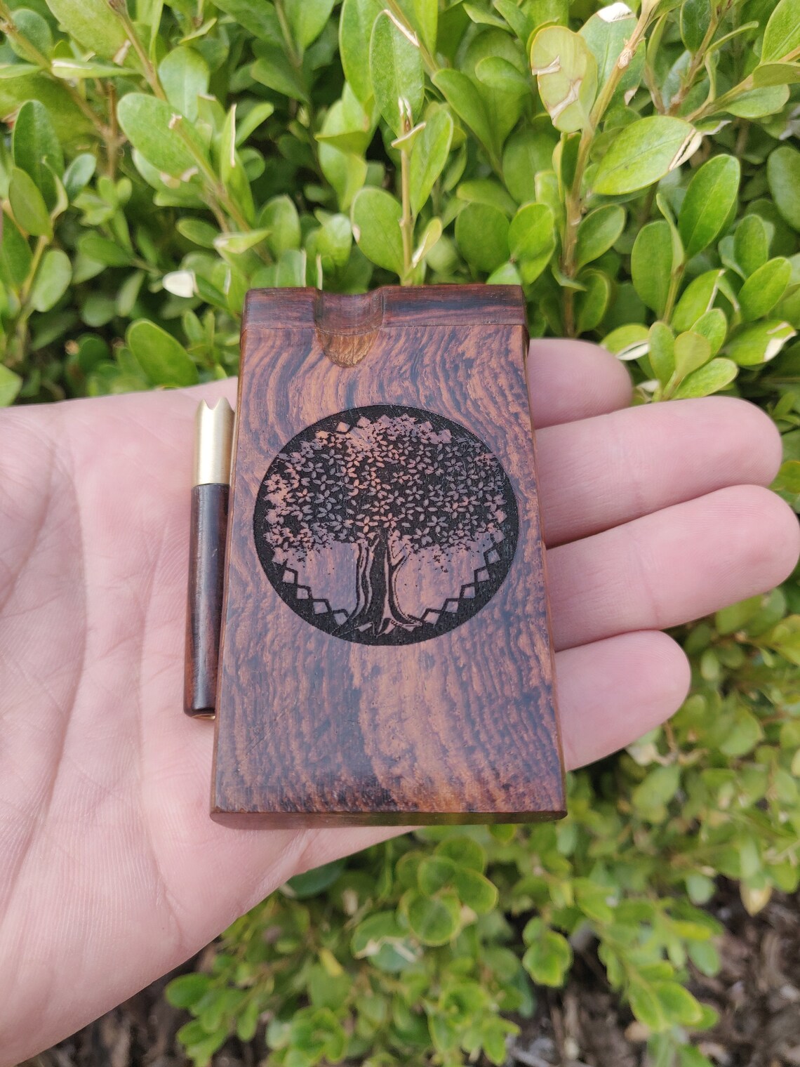 Flowery Tree Rosewood Dugout Stash Box, Brass One Hitter Grinder Bat W ...