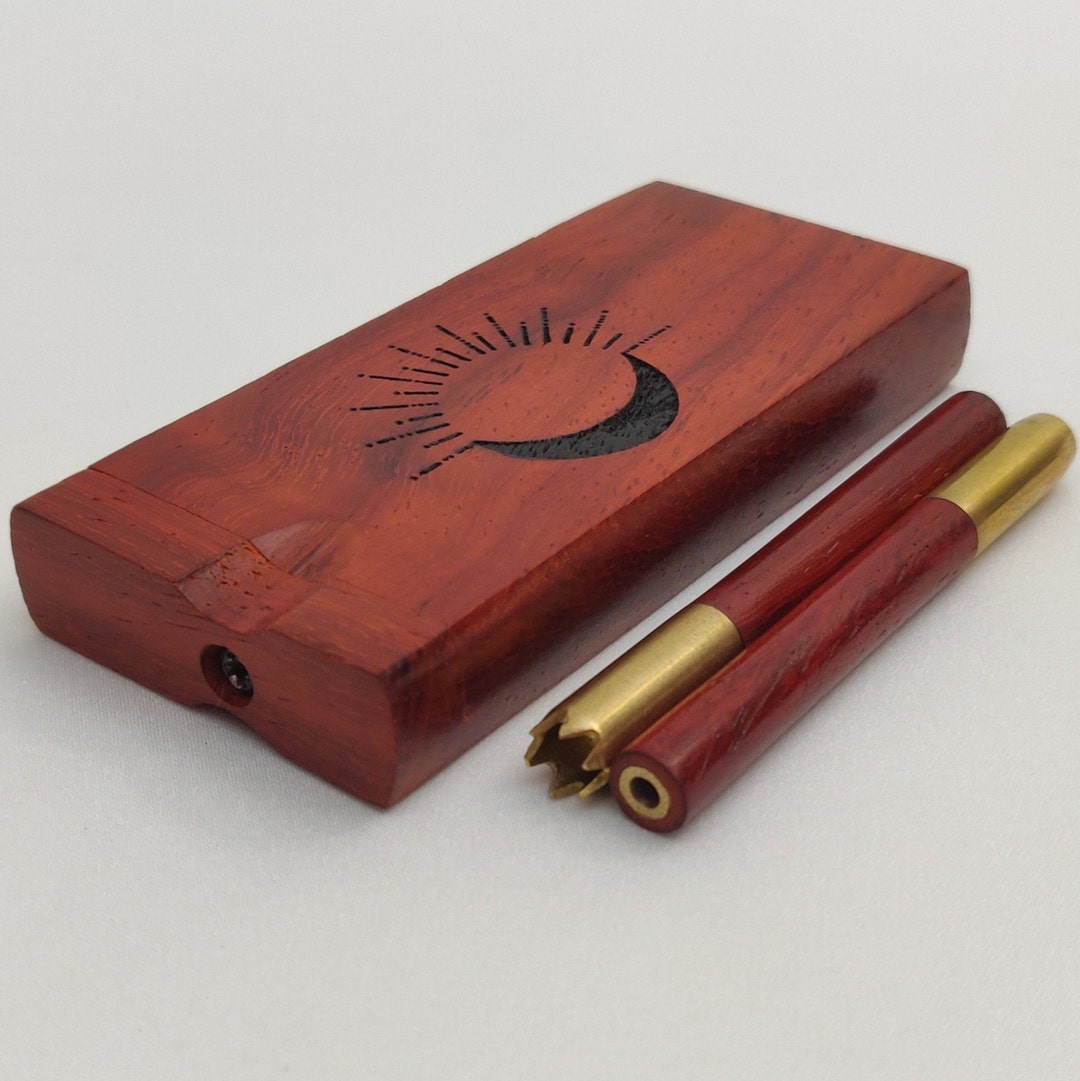 Redwood "moon / Sun" Dugout 4" Stash Box, (2) 3 Inch Brass One Hitter ...