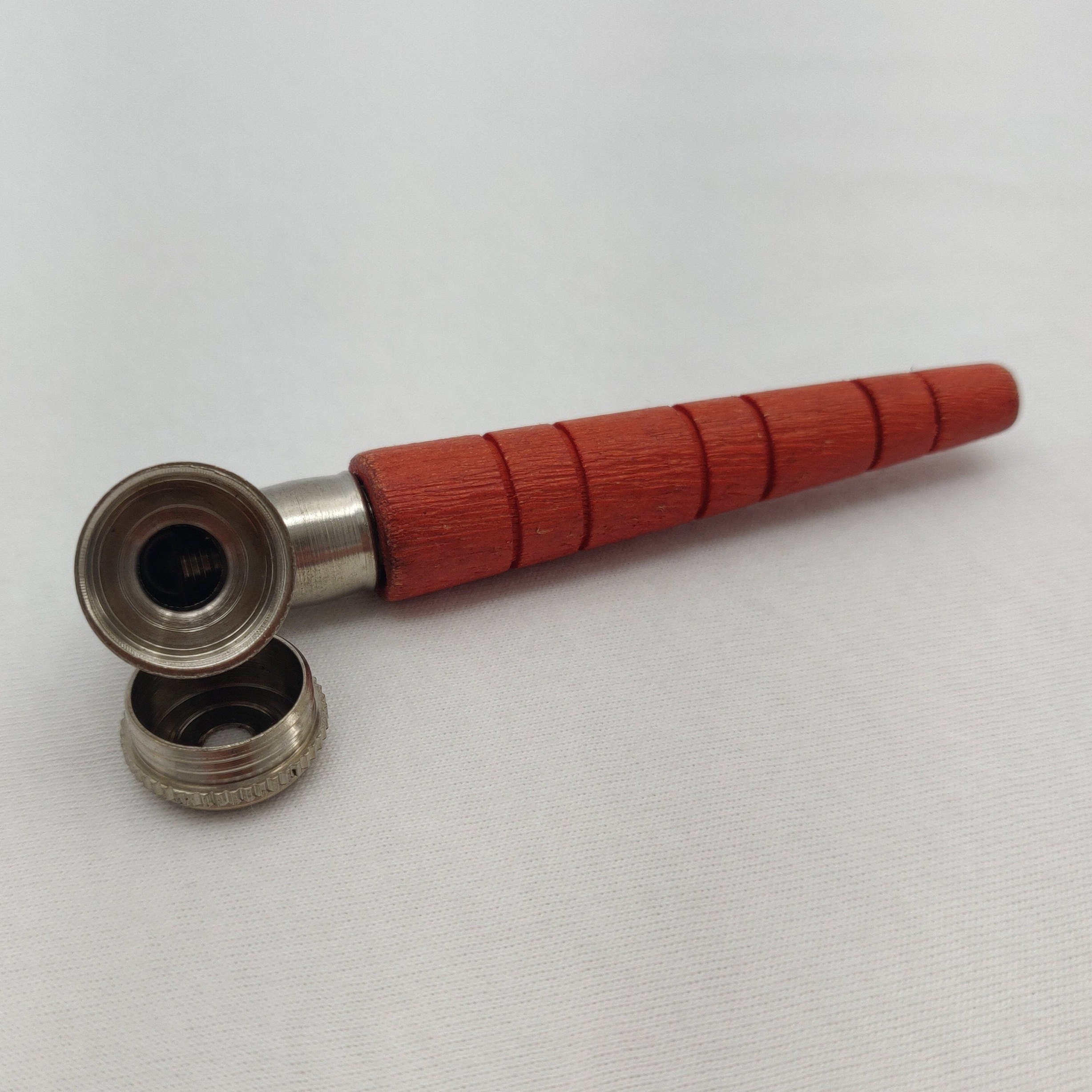 Red Dyed and Metal Pipe W/ Screw on Lid Pocket Size Pipe 6 - Etsy