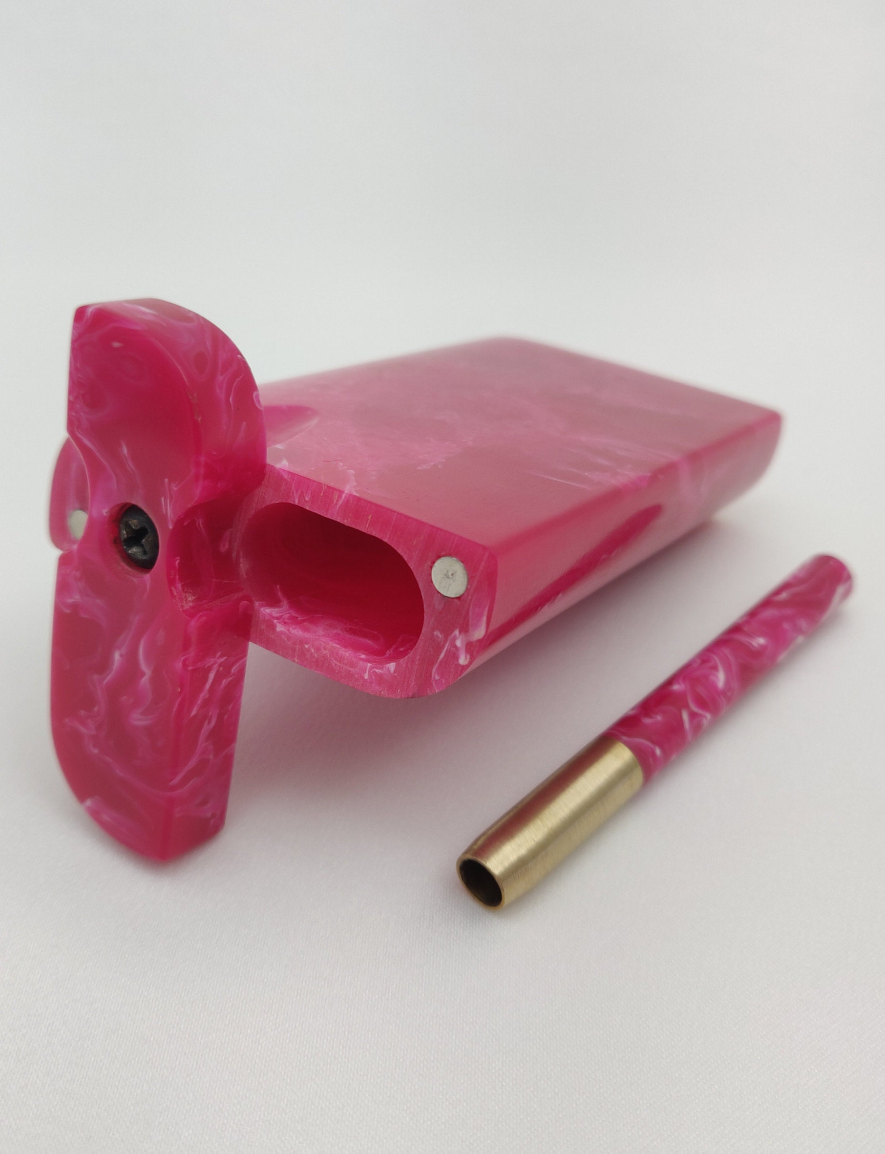 Acrylic Pink One Hitter Dugout Stash Box, Magnetic Lid, Acrylic Bat ...