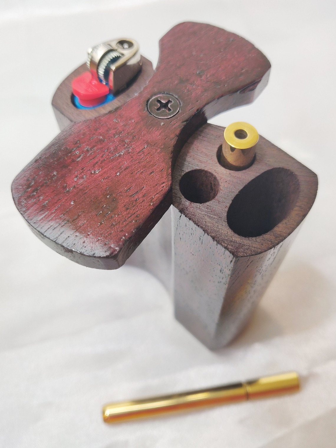 Brass One Hitter Dugout Set 2 Brass Smoking Pipes Dugout W/ - Etsy