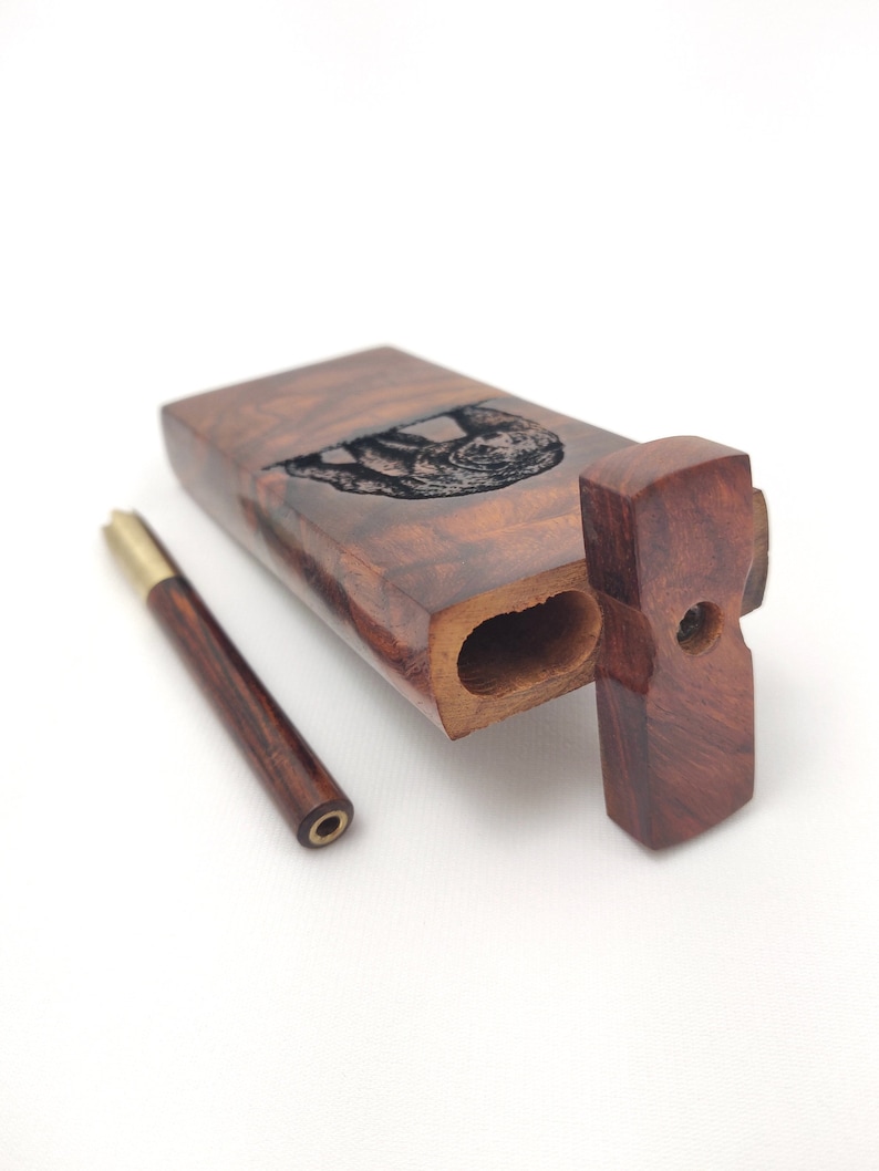 Sisso Bear One Hitter Dugout Stash Box Brass Bat W/ Wood - Etsy