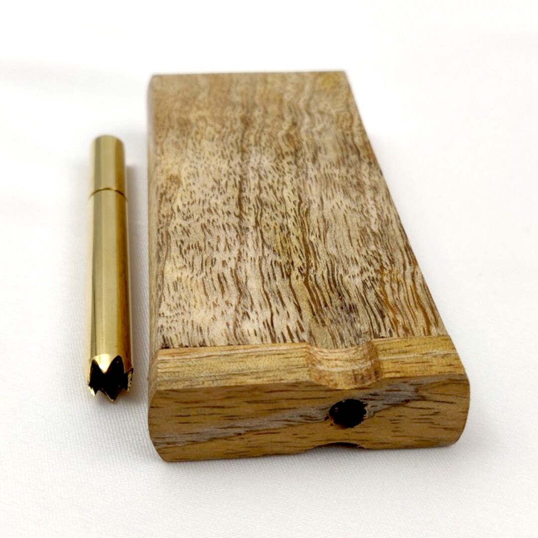 4" Mango Wood Dugout Tobacco Stash Box + (up to 3) One Hitter Pipes / 3 ...