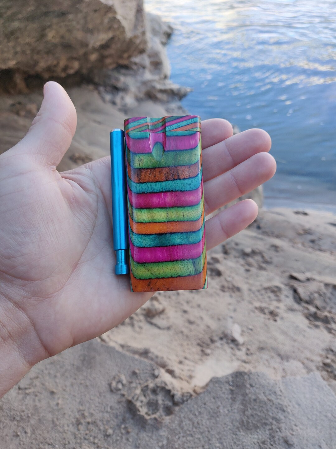 Rainbow Dugout Stash Box (w/ Push to Clean One Hitter - Your Choice of ...