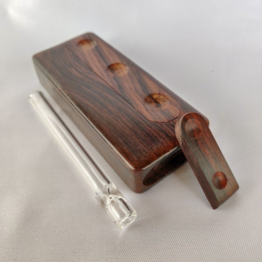 Rosewood Dugout Box With Glass Chillum, Slide Top Stash Box - Etsy