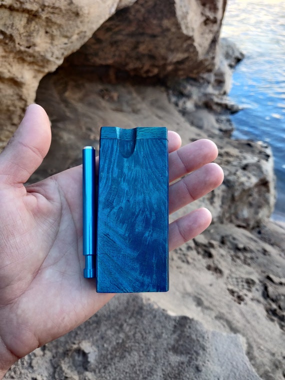 Blue Mango Wood Dugout Stash Box w/ Push to Clean One Hitter - Etsy