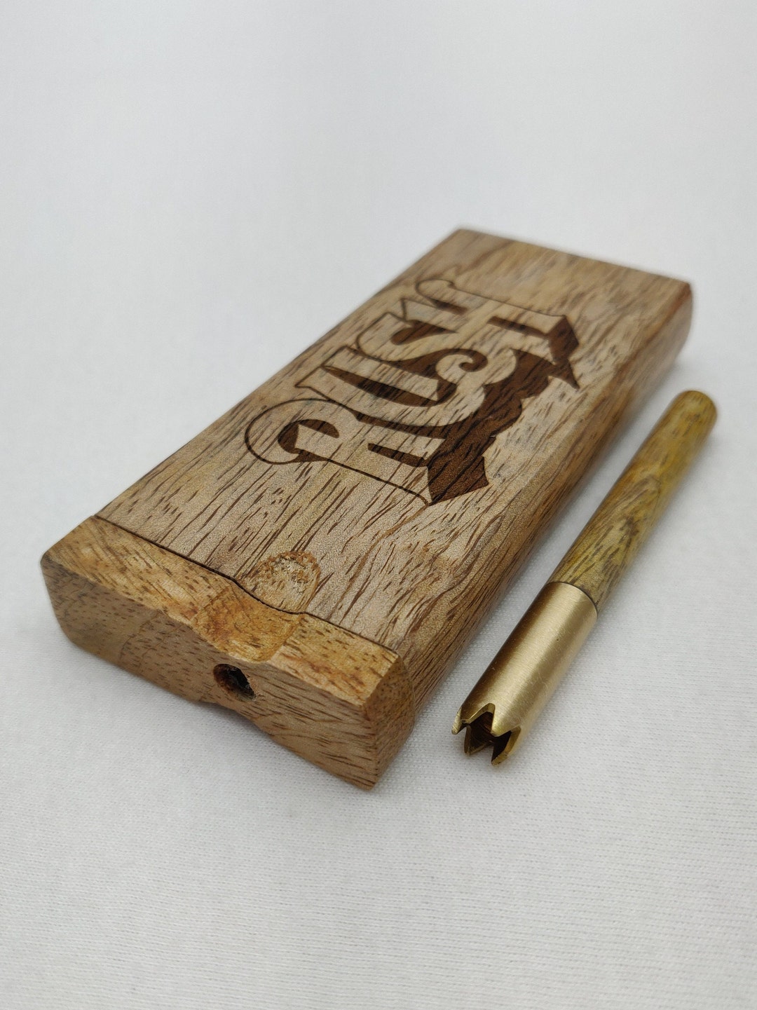 Mango Wood Rush 4 Dugout Stash Box Brass & Wooden One Hitter Bat ...
