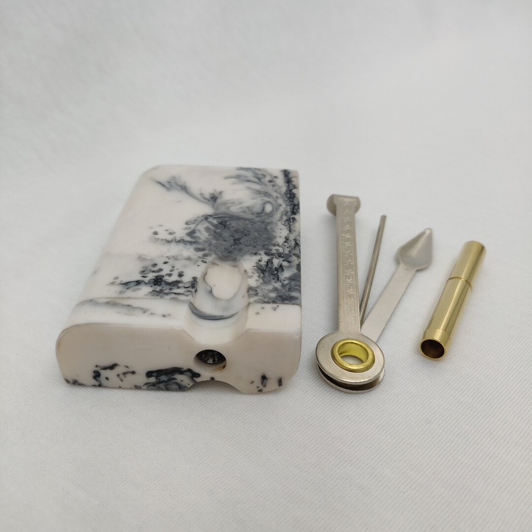 Acrylic White One Hitter Dugout, Magnetic Swivel Lid Stash Box, Brass ...