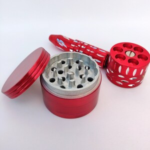 6 Bowl Red Smoking Pipe Set With Metal Grinder Dust Catcher Multi Bowl ...