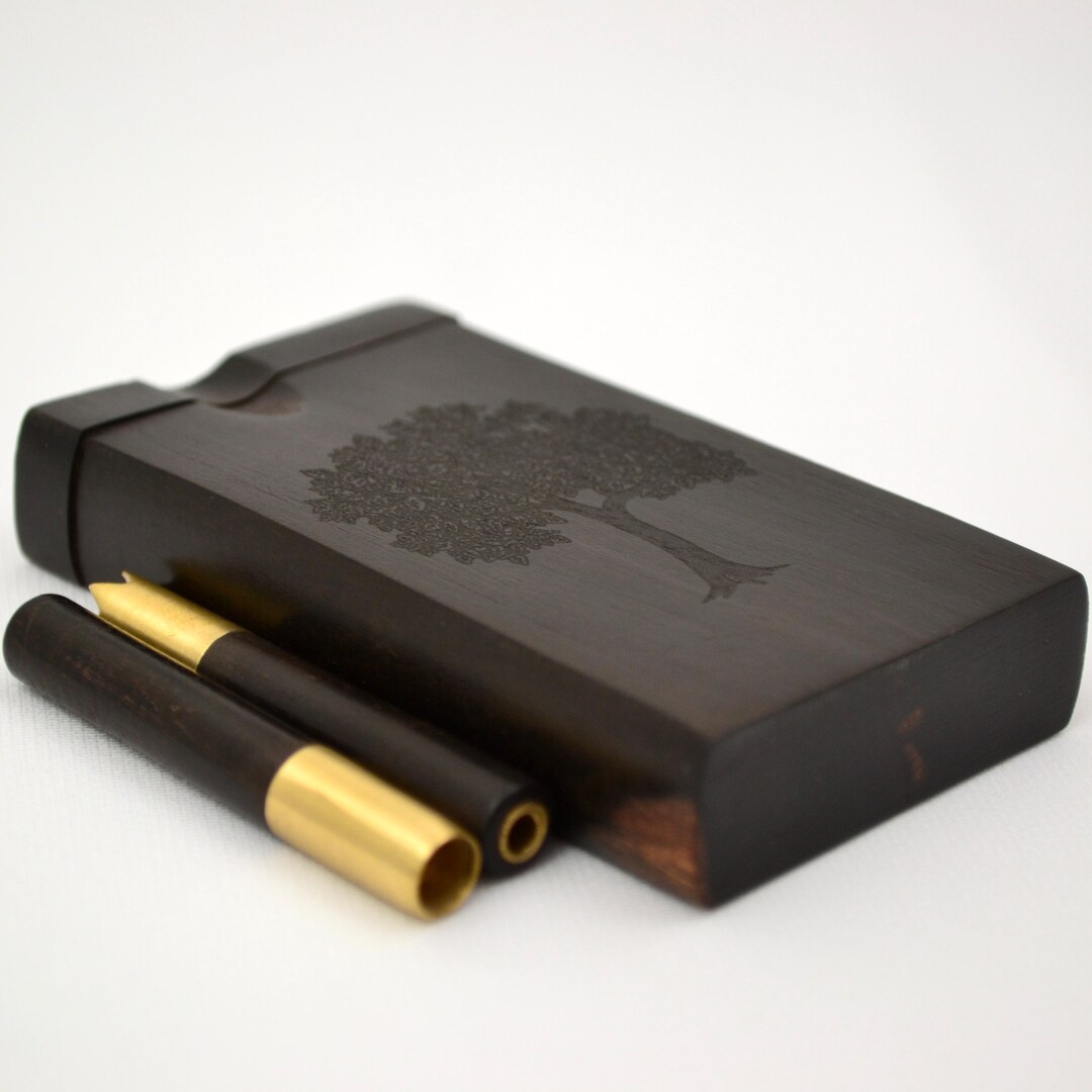 Ebony Tree Dugout Stash Box, 2 Inch One Hitter Brass and Wood Bat ...