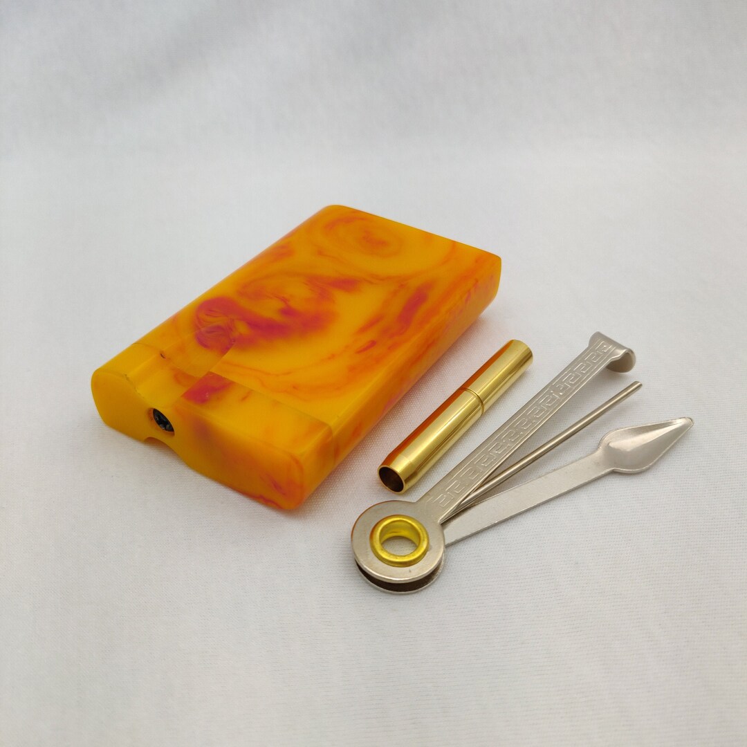 Acrylic Orange One Hitter Dugout Stash Box, Magnetic Lid, Brass Bat +10 ...