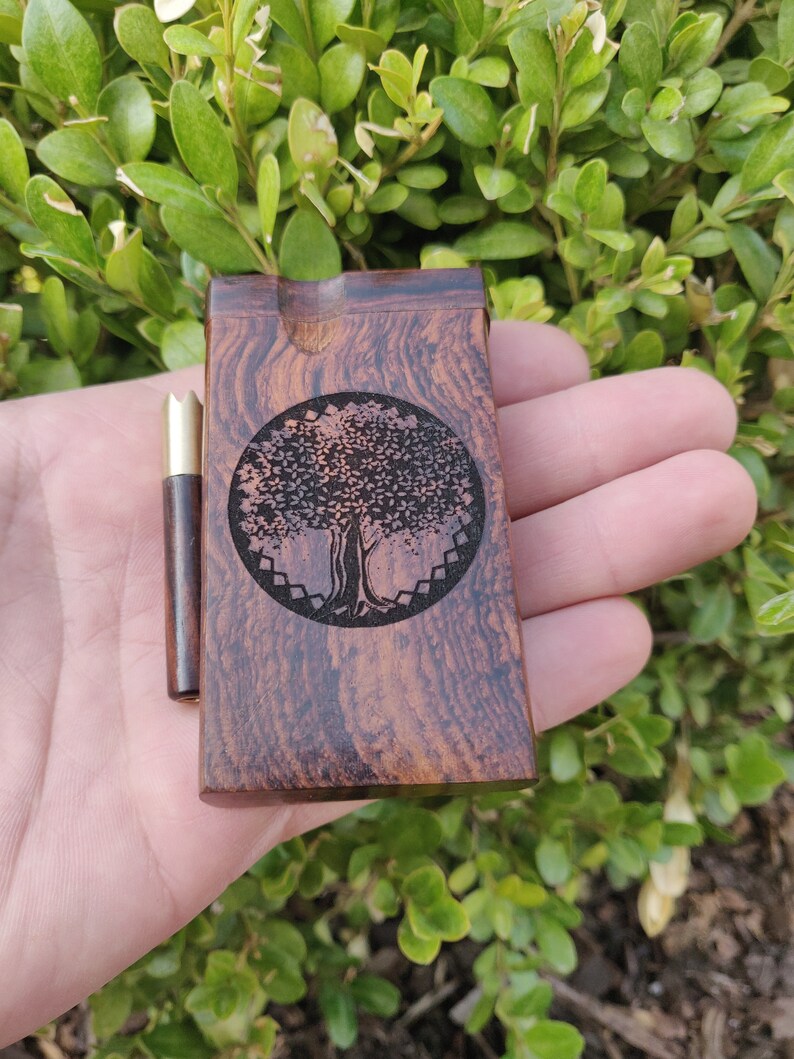 Flowery Tree Rosewood Dugout Stash Box, Brass One Hitter Grinder Bat W ...