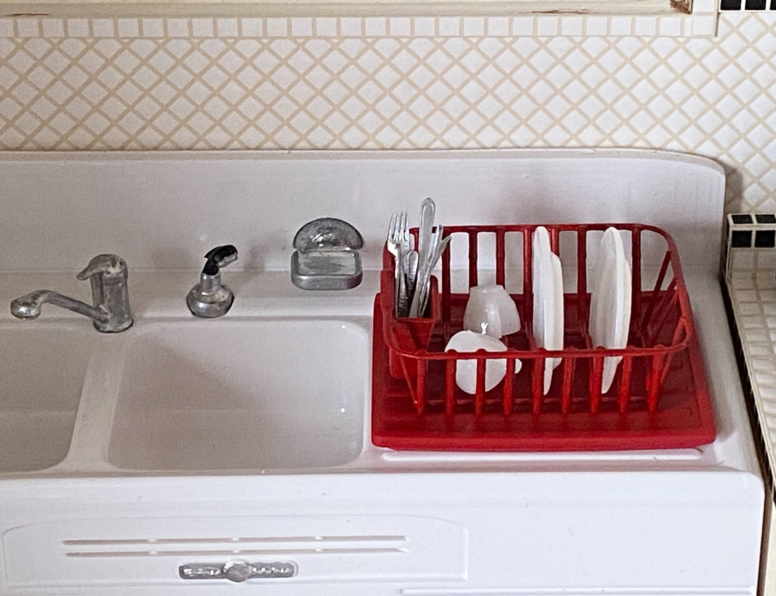 Dollhouse Miniature Vintage Dish Drainer Drying Rack With Mat - Etsy