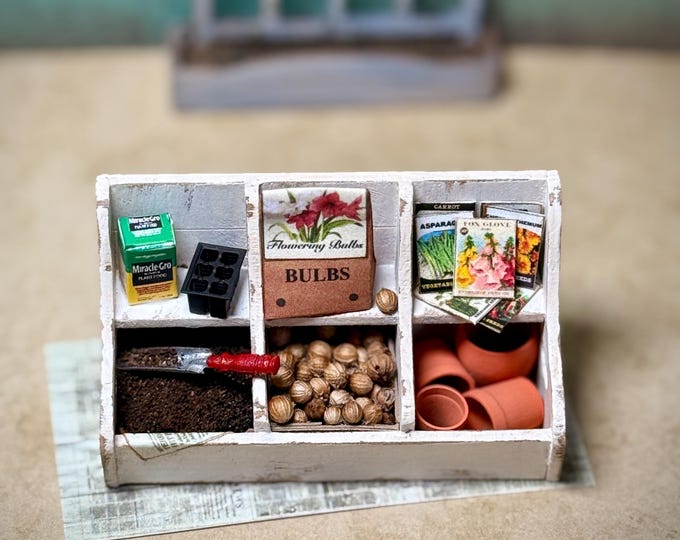 Dollhouse Miniature Bits and Bobs Tray Filled With Gardening Supplies ...