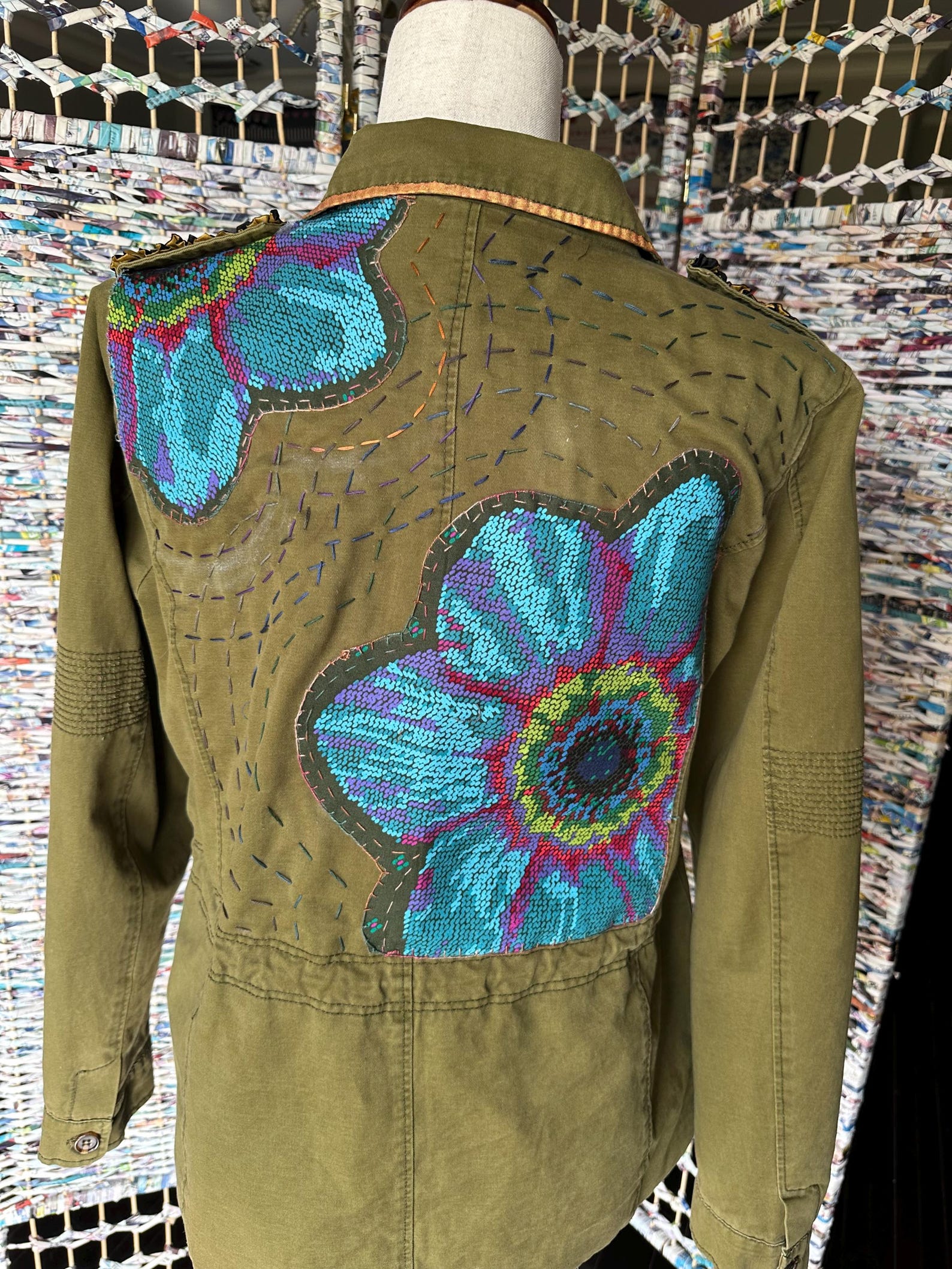 Repurposed Hand Embellished Army Style Jacket Size M Womens - Etsy