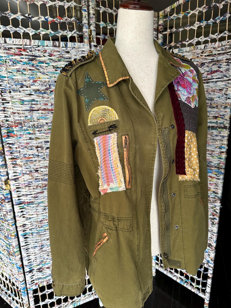 Repurposed Hand Embellished Army Style Jacket Size M Womens - Etsy