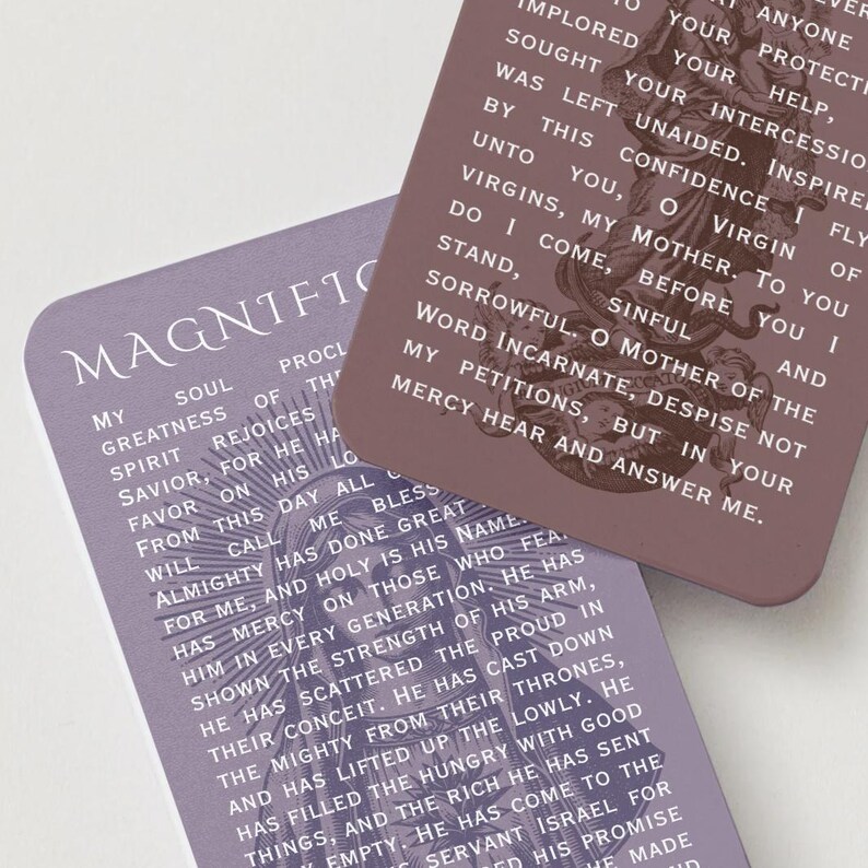 Magnificat & Memorare Catholic Prayer Card Set: Mary Holy Card ...