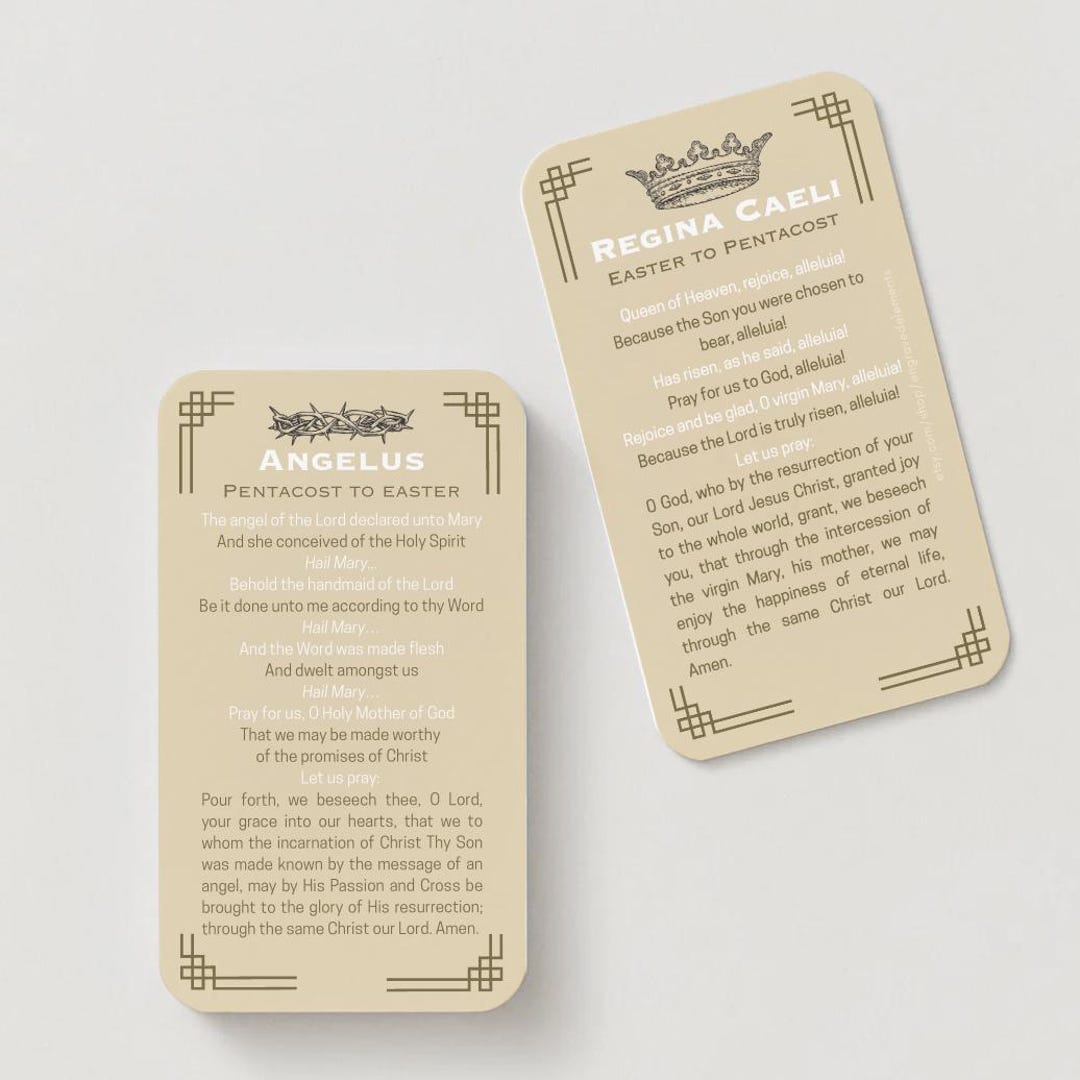 Catholic Prayer Card Set: Angelus & Regina Caeli Easter Pentecost - Etsy