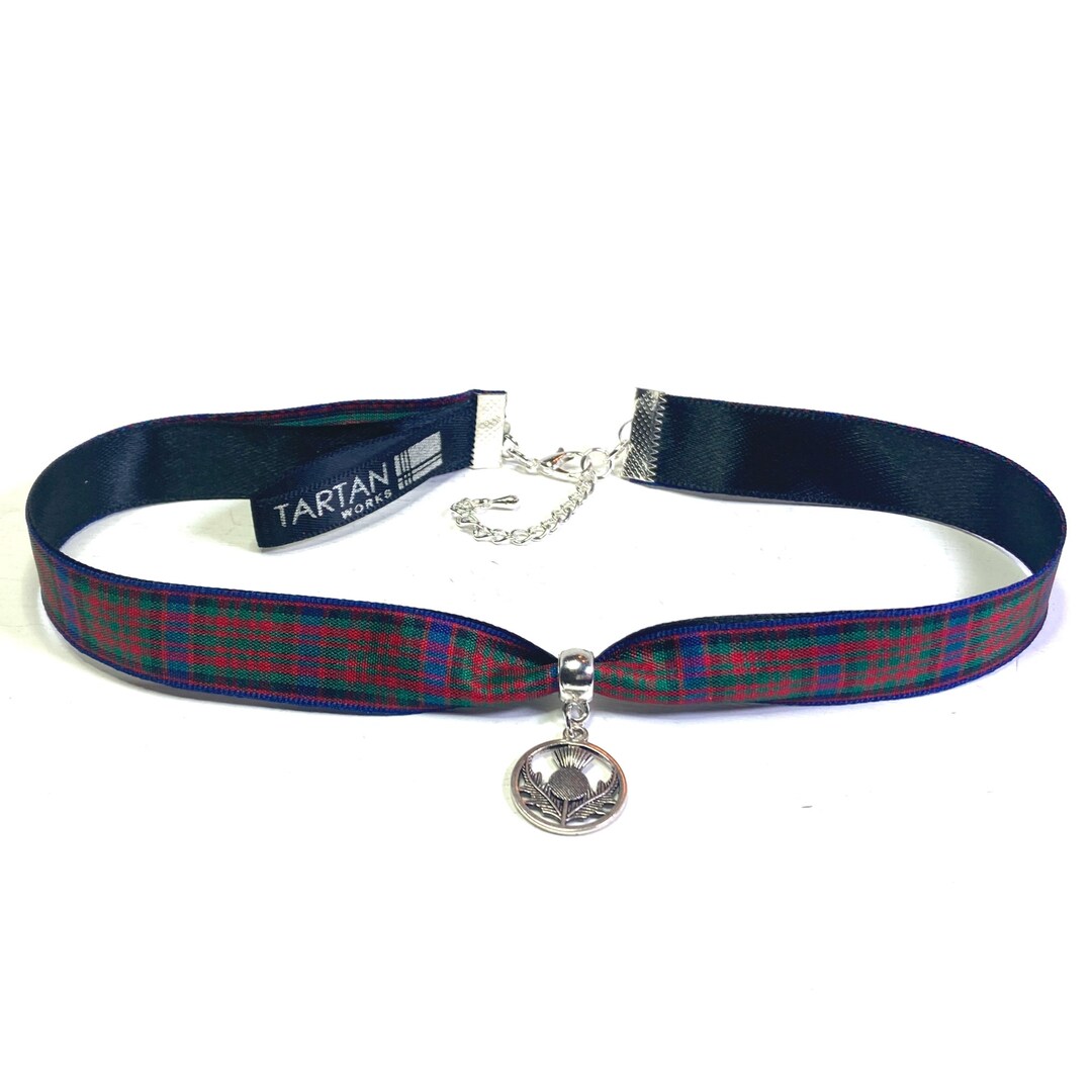 Macdonald Choker Necklace Scottish Tartan Thistle, Celtic Knot, Double ...