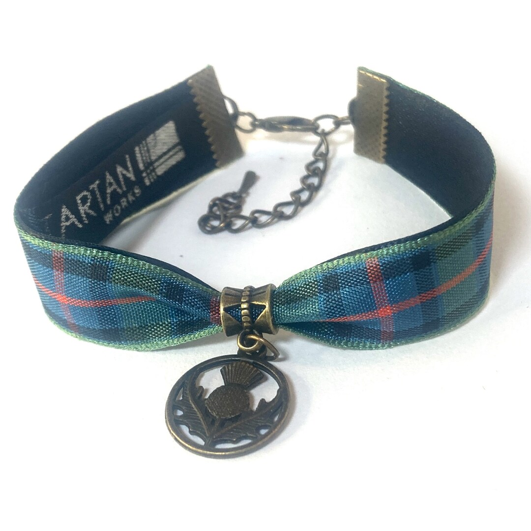 Flower of Scotland Bracelet Tartan Thistle Bronze Colour Charm With ...