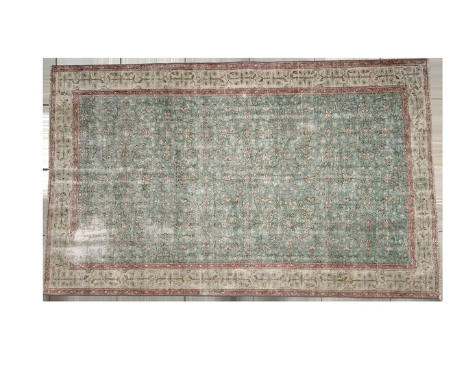 Green Turkish Rug, Ethnic Rug, Low Pile Rug, Antique Rug, Farmhouse Rug ...
