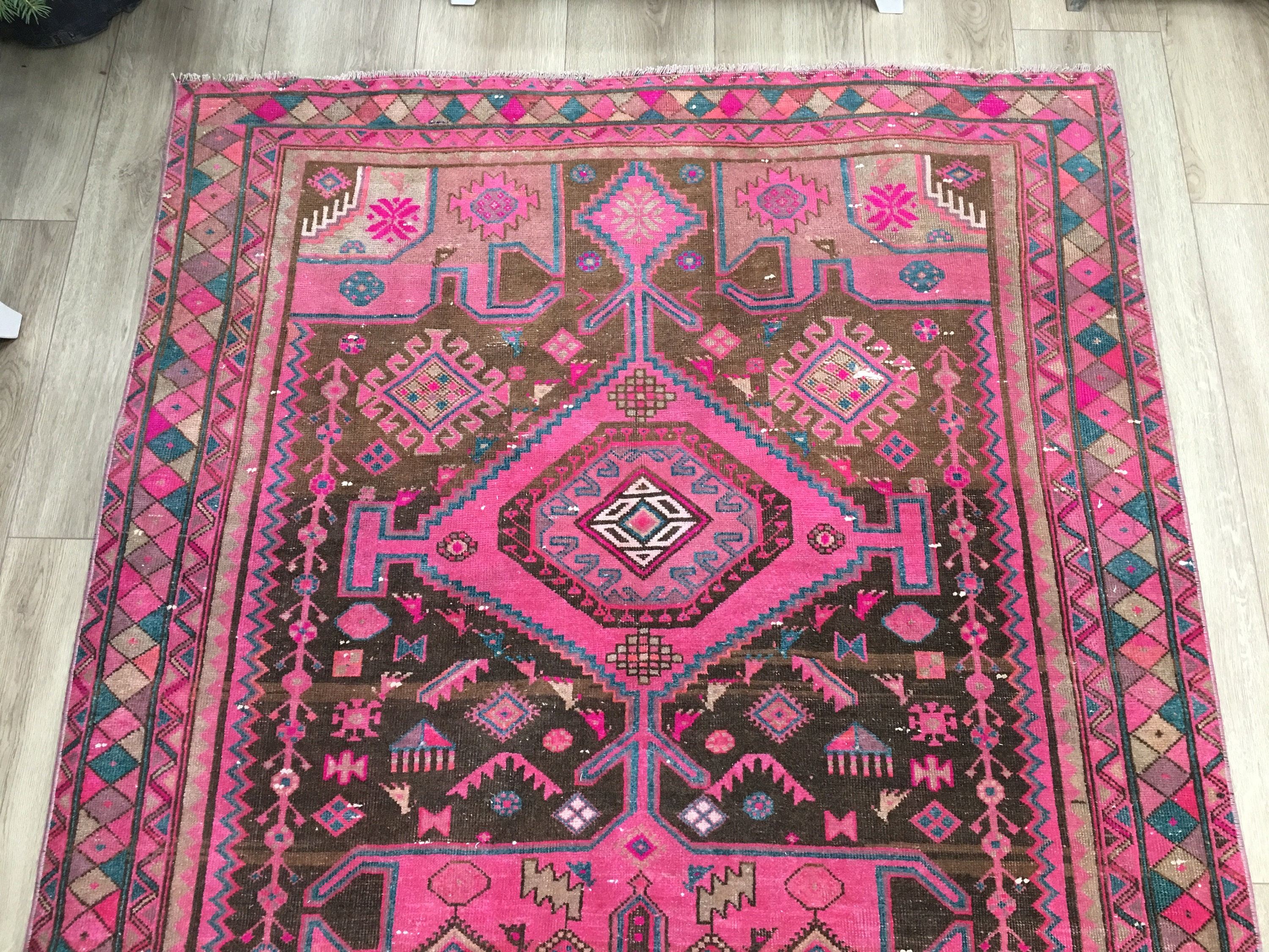 Pink Runner Rug, Handmade Rug, Hallway Rug, Kitchen Rug, Stair Rug ...