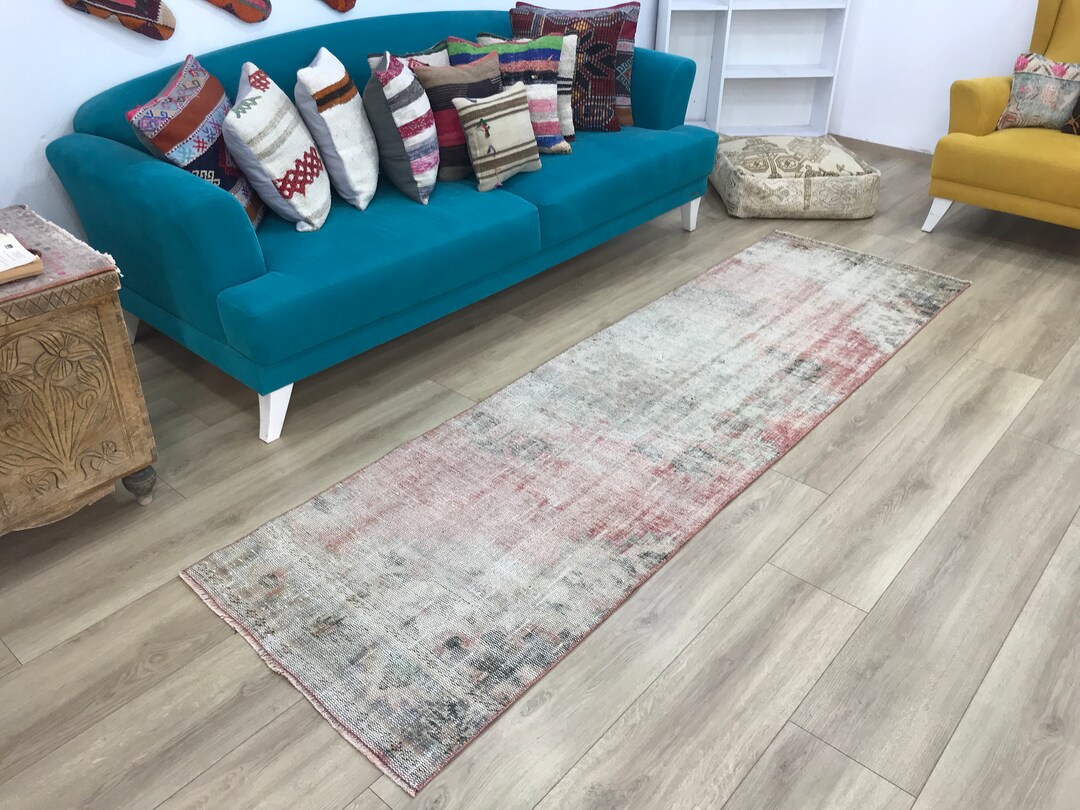 Runner Area Rug, Muted Rug, Turkish Rug, Oushak Runner, Pink Rug ...