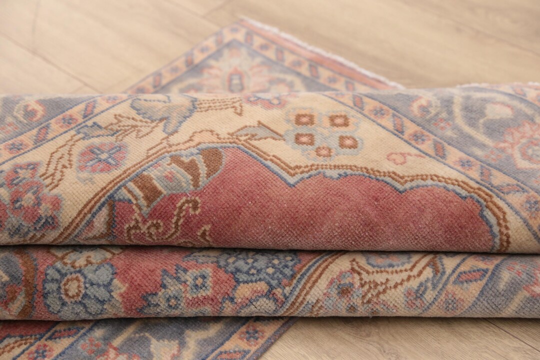 Traditional Rug, Vibrant Rug, Oushak Area Rug, Framed Rug, Vintage ...