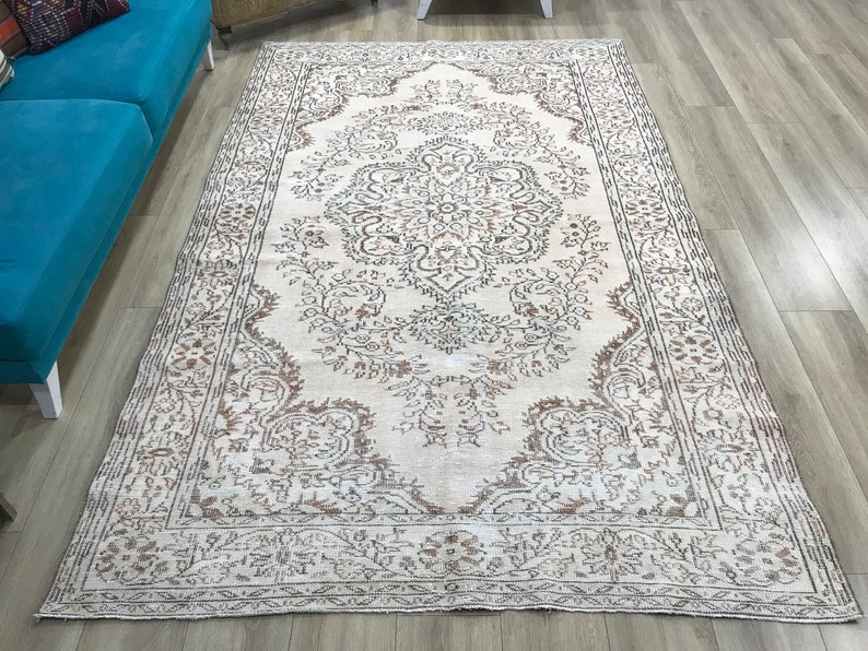 Large Rug Turkish Rug Vintage Area Rug Floral Rug Bordered - Etsy