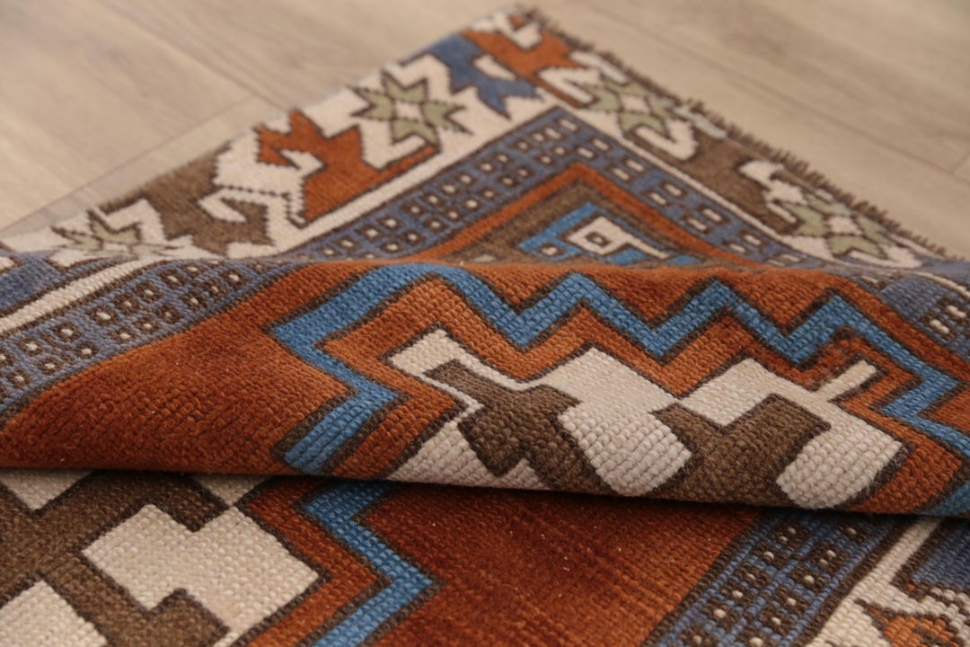 Rust Color Rug, Soft Pile Rug, Retro Rug, Oushak Wool Rug, Lounge Rug ...