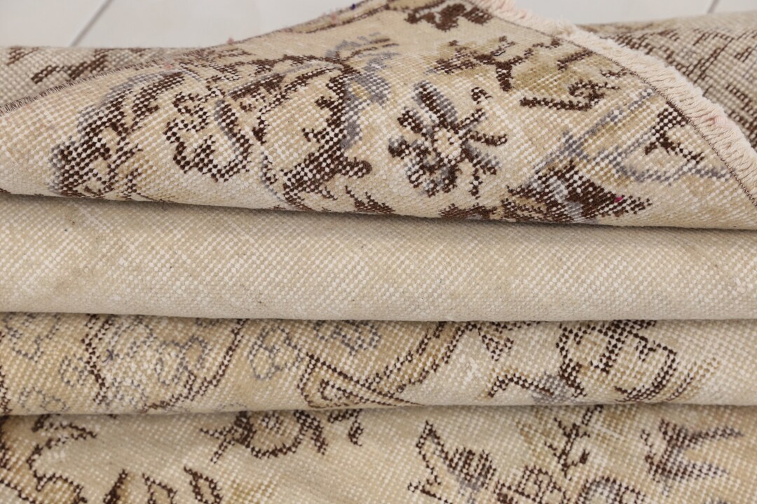 Neutral Rug, Earth Tone Rug, Vintage Area Rug, Oushak Wool Rug, Unique ...